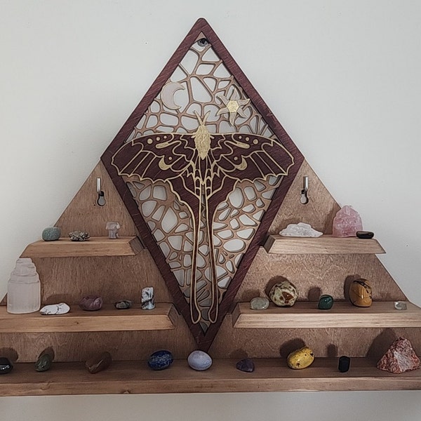 Hand and Snake Shelf, Moon Shelf, Crystal Shelf, Handmade Geometric ...