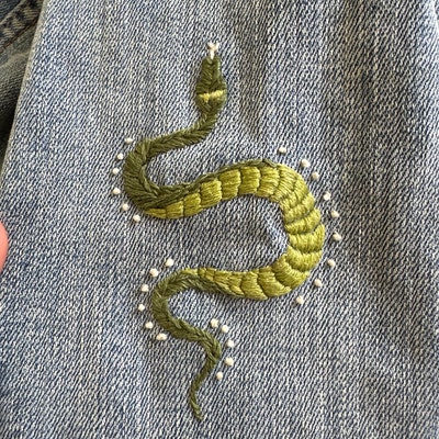 Green Goth Snake Hand Embroidery Pattern Digital Pattern PDF Pattern ...