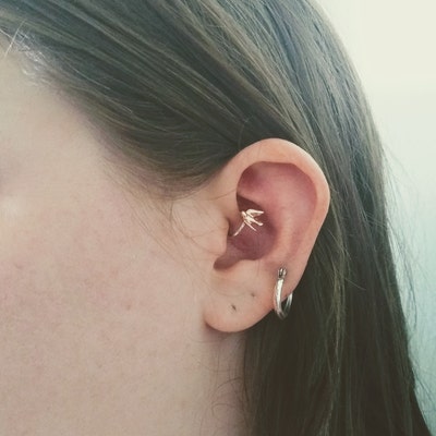 18g Sterling Silver Tiny Bird Helix Hoop Piercing Rook Piercing ...