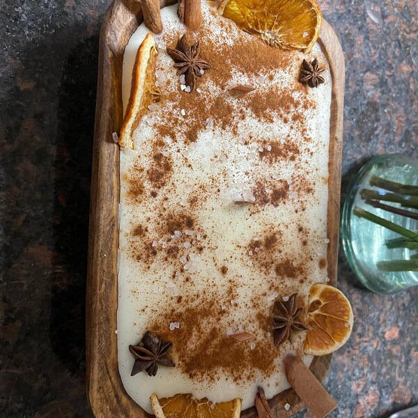 Spiced Orange and Cinnamon Chai Woodwick Dough Bowl Candle - Etsy