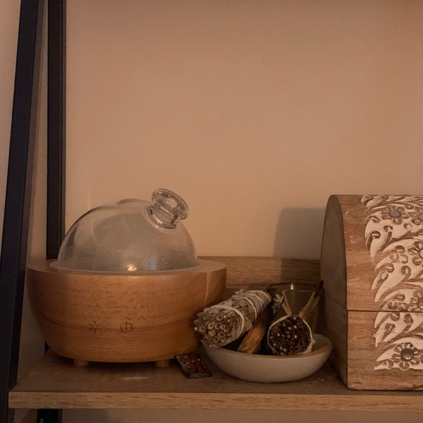Willow | Glass Dome & Wood Grain Diffuser | Essential Oil Diffuser - Etsy