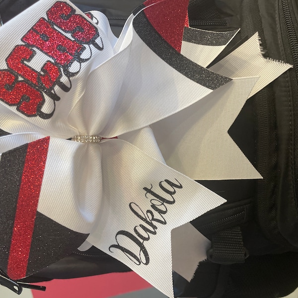 Cheer Bow With Colored Corners, Custom Team Bows, Red Black and White ...