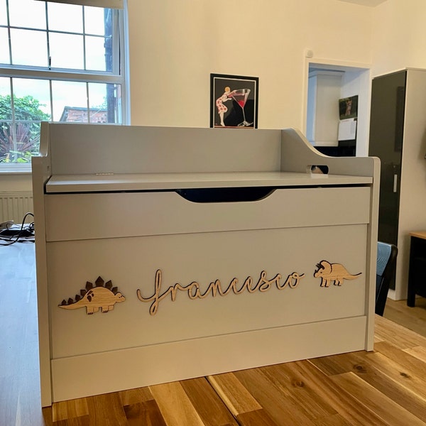 Personalised Toy Box - Soft Grey - Etsy UK