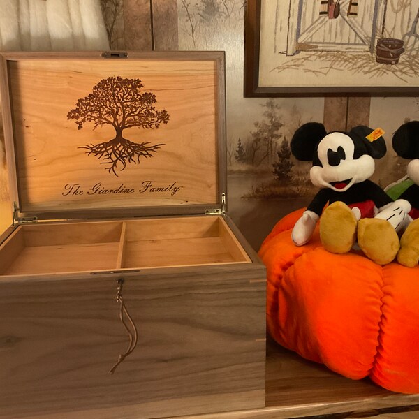 Extra Large Keepsake Memory Box, Personalized Walnut and Cherry Wood ...
