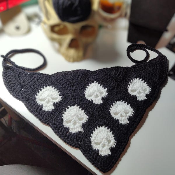 CROCHET PATTERN - Skull Granny Square Bandana Crochet Pattern Easy ...