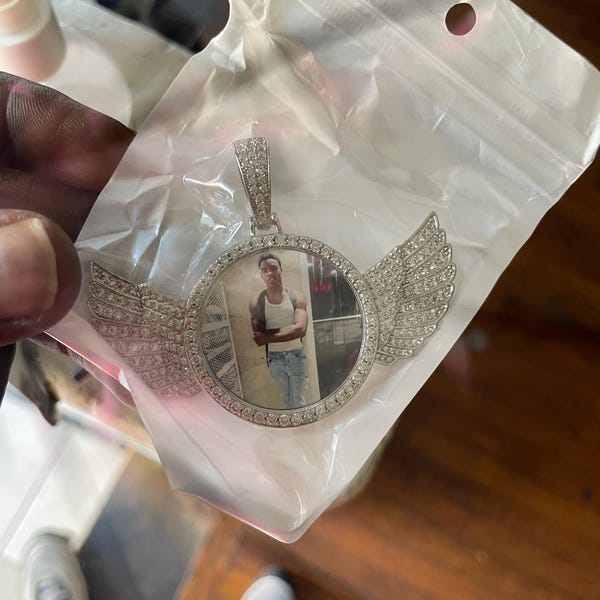 Custom Photo Necklace, Personalized Picture Necklace, Simulated Diamond ...