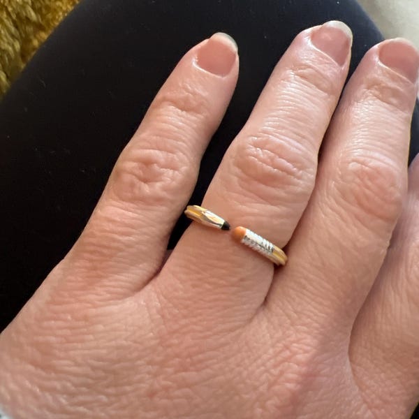 Pencil Ring Yellow and Silver - Etsy
