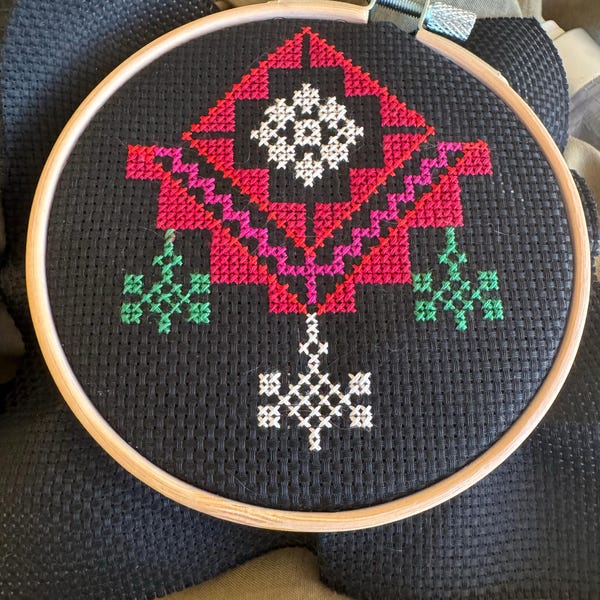 Traditional Palestinian Gaza Thobe Chest Panel Tatreez Embroidery Cross ...