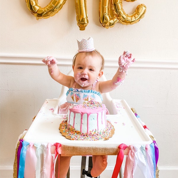 Sprinkle Mini Birthday Crown – Customizable Glitter Number, Pink Pom ...