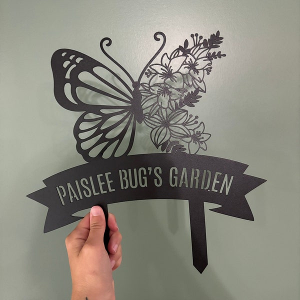 Personalized Butterfly Metal Garden Sign With Stakes, Metal Yard Decor ...