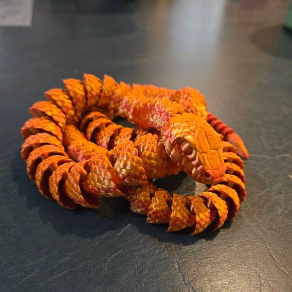 3D Printed Articulated Snake Figurine, Toddler Room Decor, Animal ...