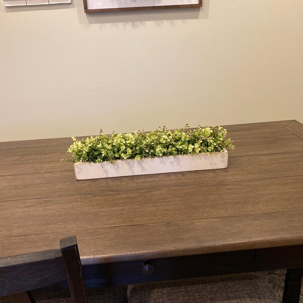 Rustic Planter Box Centerpiece With Greenery, Farmhouse Table ...