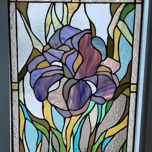 Sunflower Stained Glass Panel Window Hanging Floral Decor in - Etsy