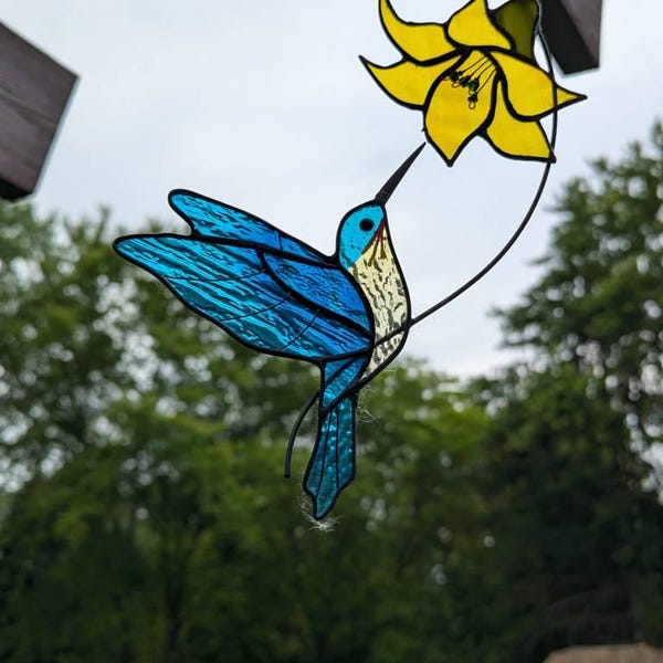 Stained Glass Hummingbird Suncatcher, Stained Glass, Mothers Day Gift ...