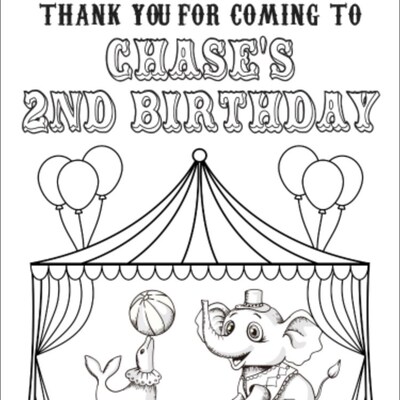 Circus Birthday Coloring Page, Editable Circus Coloring Page Template ...