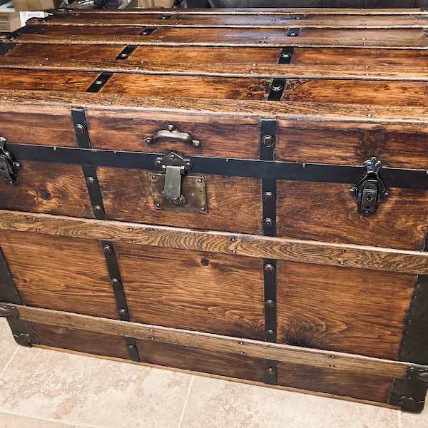 185 Refurbished Antique Wooden Trunk - Etsy