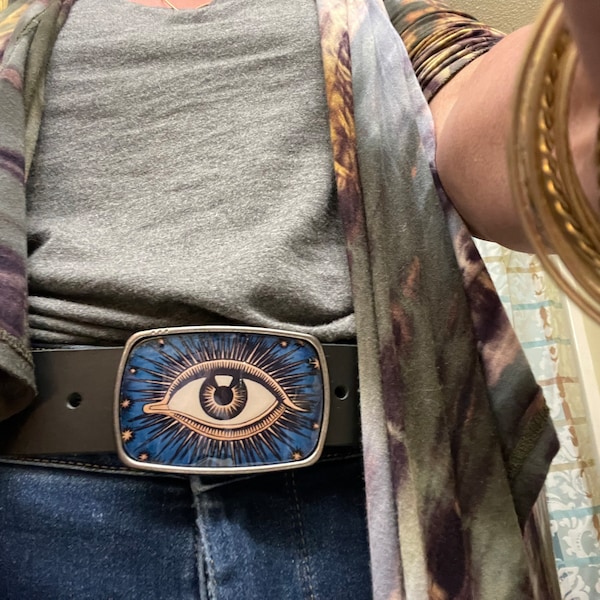 Celestial Eye Belt Buckle - Vintage Inspired Evil Eye 800 Gift for Him ...