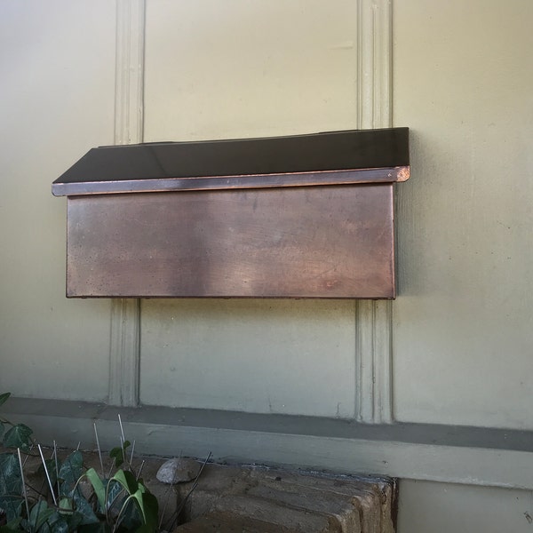 Wall Mount Copper Mailbox Patina Copper Mailbox House Numbers Solid ...