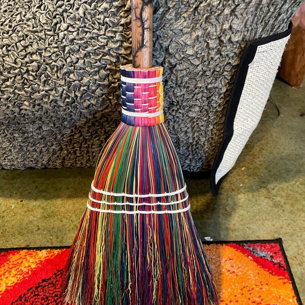 Whisk Broom Brown Mixed Hand Broom, Functional Art, Rustic Hand Broom ...