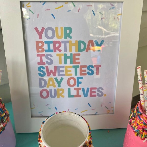 Printable Your Birthday is the Sweetest Day of Our Lives Sign With ...