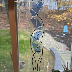 Stained Glass Turquoise Blue Ocean Waves Fused Window Panel With Free ...