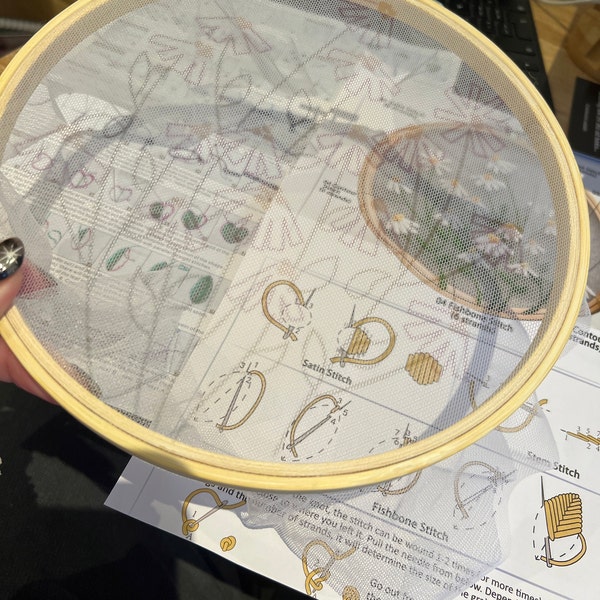 Transparent Embroidery Kit for Beginner / Flowers Embroidery / European ...