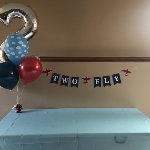 TWO FLY Banner- Two Fly Birthday Decorations - Time Flies Second ...