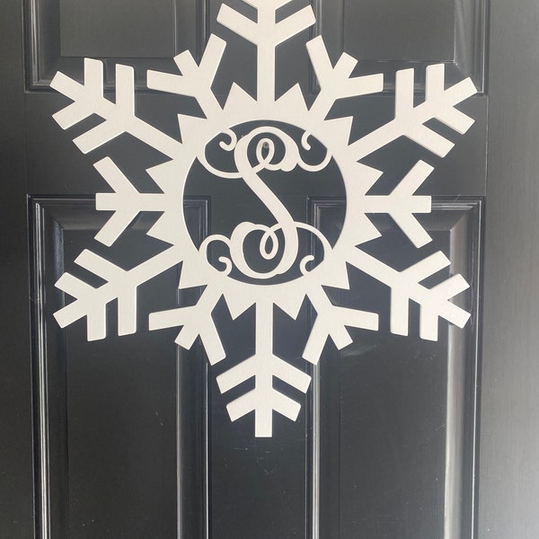 Wooden Snowflake Monogram, Wood Painted Monogram, Christmas Decoration ...