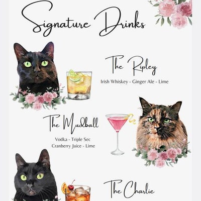 Cat Signature Drink Sign, Cat Signature Cocktail, Signature Drinks Sign ...