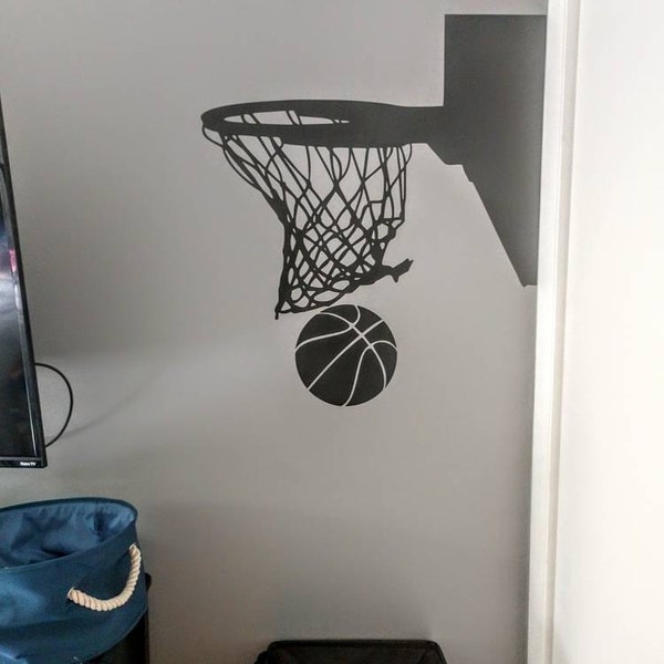Basketball Hoop Wall Decal - Basketball Wall Decor, Basketball Vinyl ...
