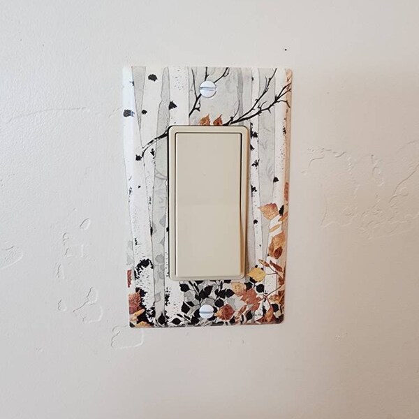 Birch Tree Switch Plate Rustic Woods Tree Decor Cabin Decor - Metal ...