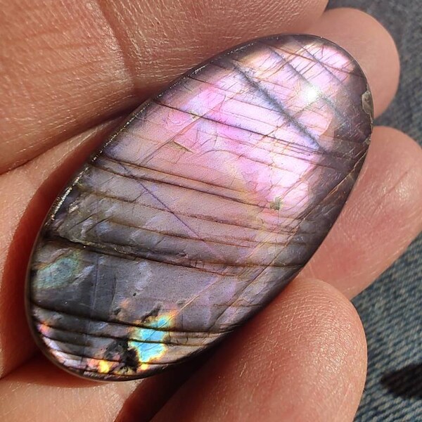 Beautiful Labradorite Rainbow Fire Cabochon Purple and Orange ...