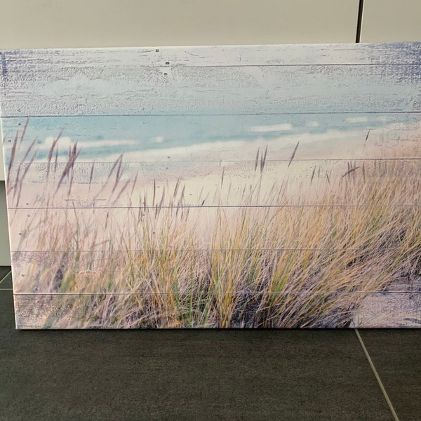 MÖWENPAAR Maritimes Bild auf Holz Leinwand Kunstdruck Print Wanddeko Rustikal Möwen Seevögel ...