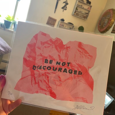 Be Not Discouraged Risograph Illustration Art Print UV Ink - Etsy