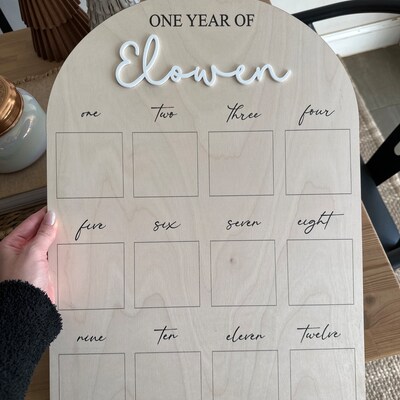 One Year of Birthday Photo Board Party Supplies Wood Photo Memory Board ...