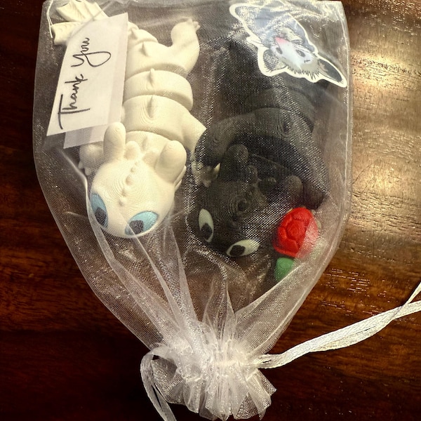 3D Printed Toothless and Light Fury Inspired Fidget Toy, Cute How to ...