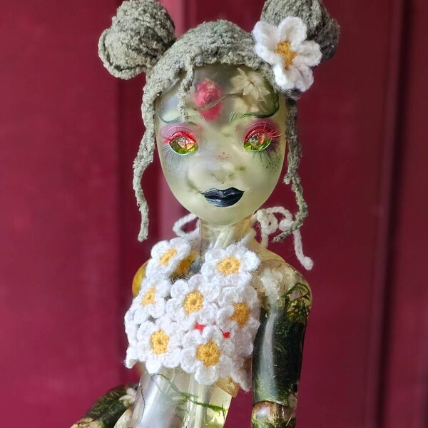 17cm Bjd Head Long Unicorn Mix, Violet Gray No Bangs Handmade Hand Dyed ...