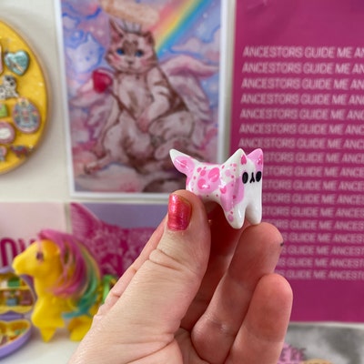 Handmade Painted Cute Quirky Clay Kitty Cat Figurine / Kitkats for Your ...