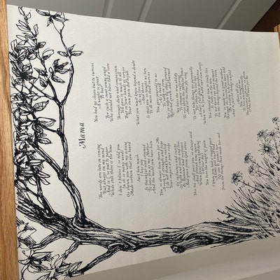 Custom Poem With Tree Drawing Any Pix or Text Printed on Canvas With ...