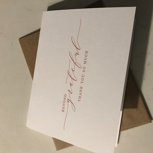 Personalized Beyond Grateful Folded Thank You so Much, 10 Folded Script ...