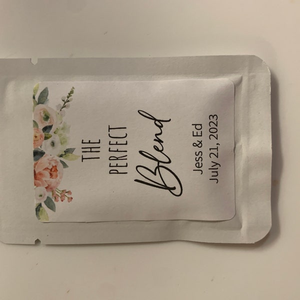 The Perfect Blend Tea Bag Favor, Floral Wedding Favor Tea Gift, Bridal ...
