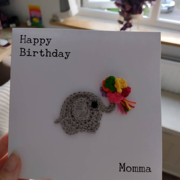 Handmade Elephant Birthday Card, Personalised Elephant Card, Elephant ...