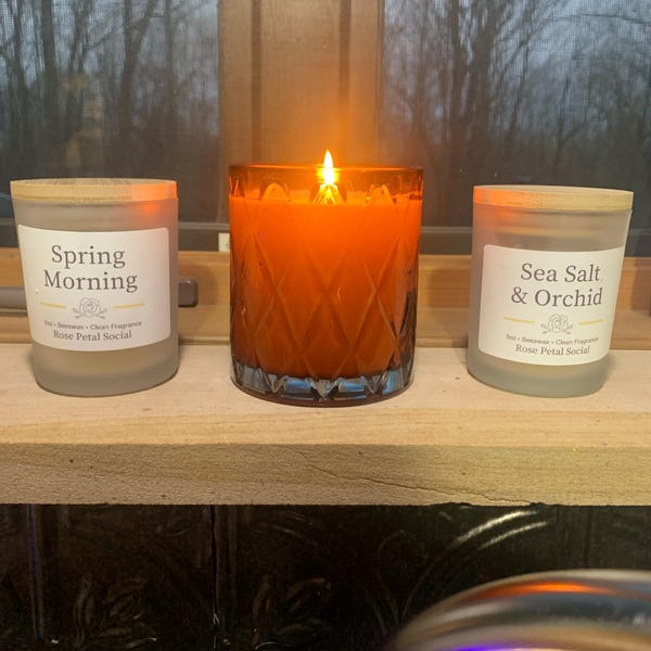Handmade Wood Wick Candle ~ Organic Beeswax ~ Clean Oil 5oz ~ Clear ...