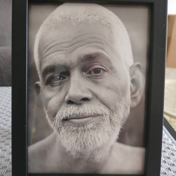 Unframed Portrait of Ramana Maharshi With Cow Laxmi | Bhagavan Photo ...