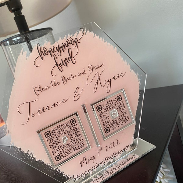 Honeymoon Fund Acrylic QR Sign / Custom Scan to Pay Sign - Etsy