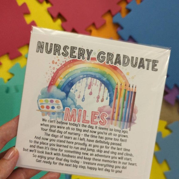 Last Day of Nursery Card, Leaving Preschool Card With Poem Verse ...