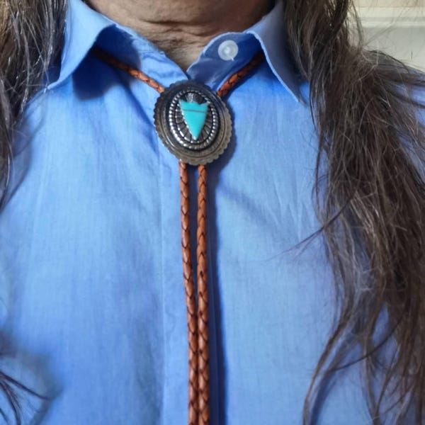 Wedding Bolo Ties Minimalist Leather Pendant Necklace Polished Brass ...