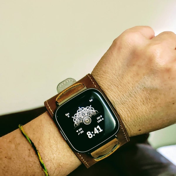 Cuff Leather Band for Fitbit Versa 4 Sense 2 Versa 3 Sense 2 1 Lite ...