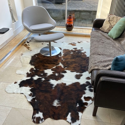 Round Cowhide Rug Tricolor Single Star 40 60 - Etsy