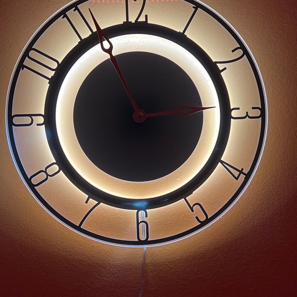 Silent Wall Clock With Numbers, Gear Wall Clock, Neon Wall Clock, Wall ...